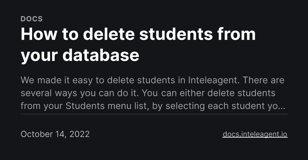 How to delete students from your database