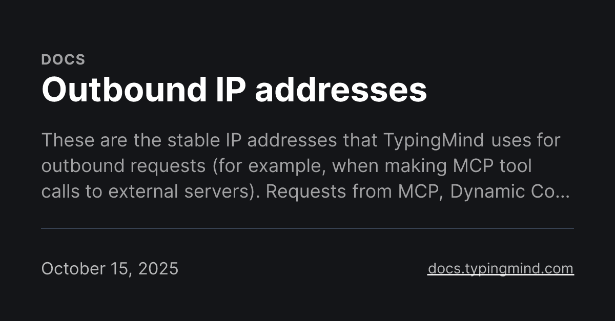 Outbound IP addresses