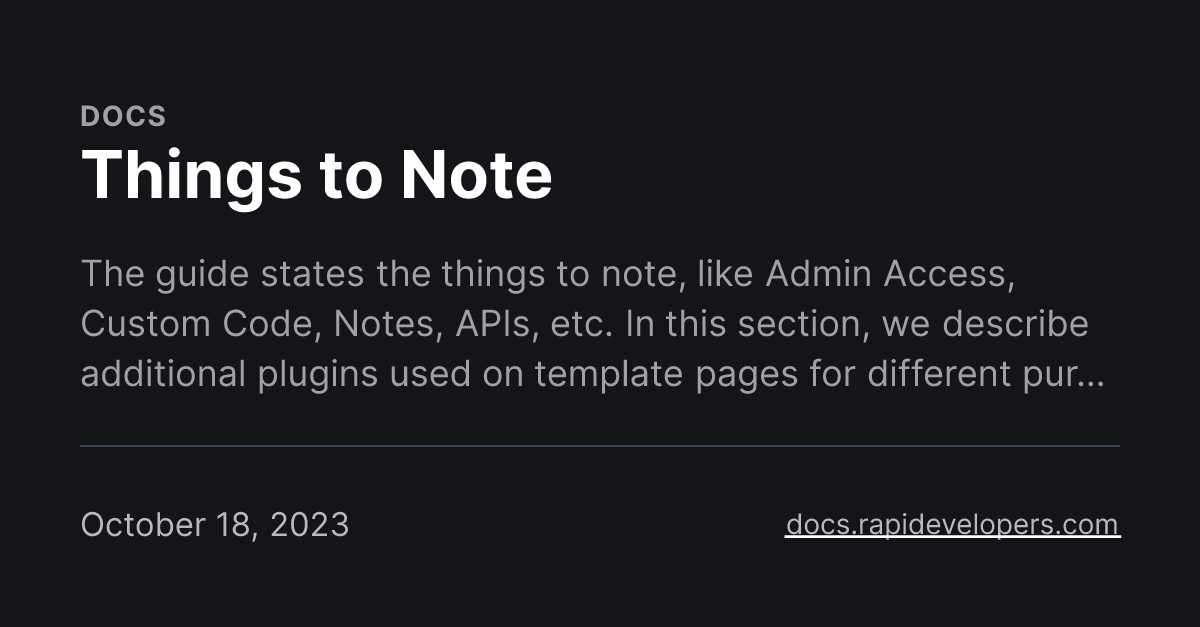 Things to Note