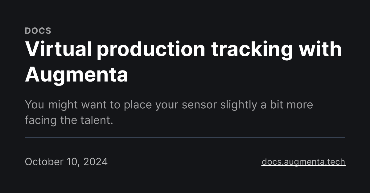 Virtual production tracking with Augmenta