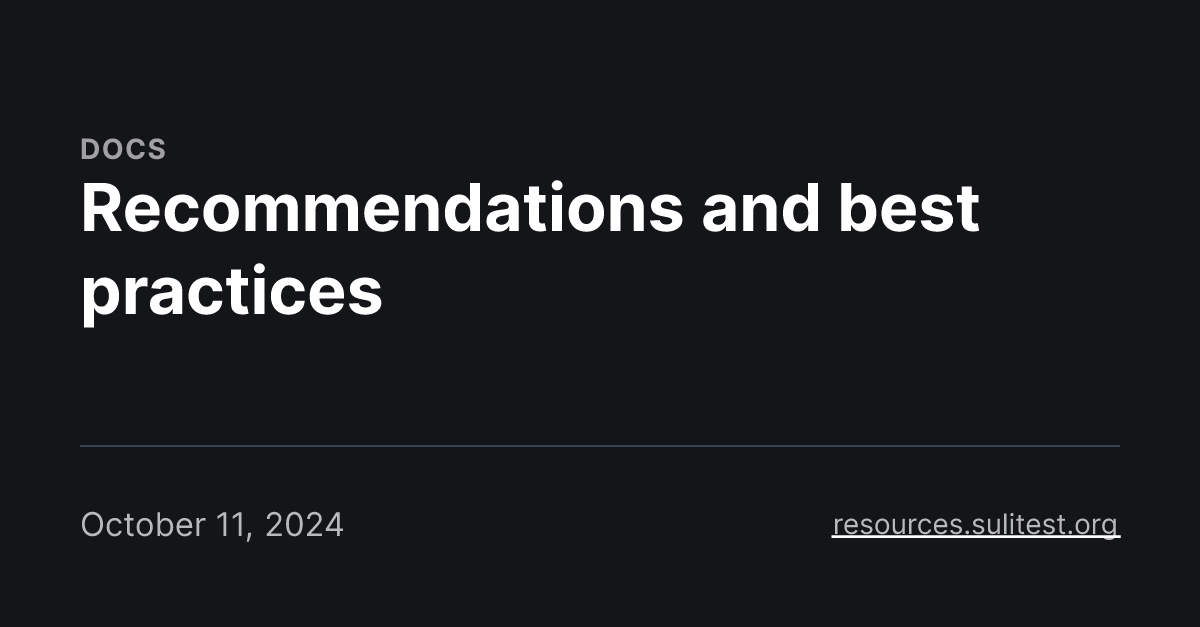 Recommendations and best practices