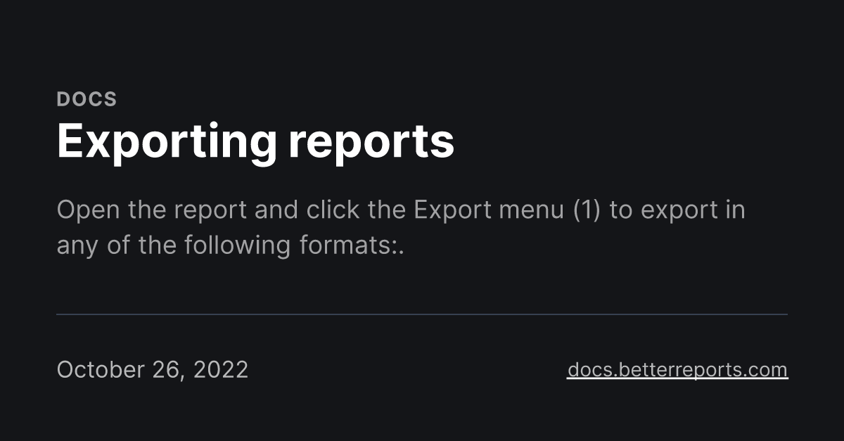 Exporting reports