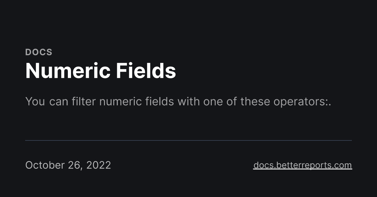 Numeric Fields