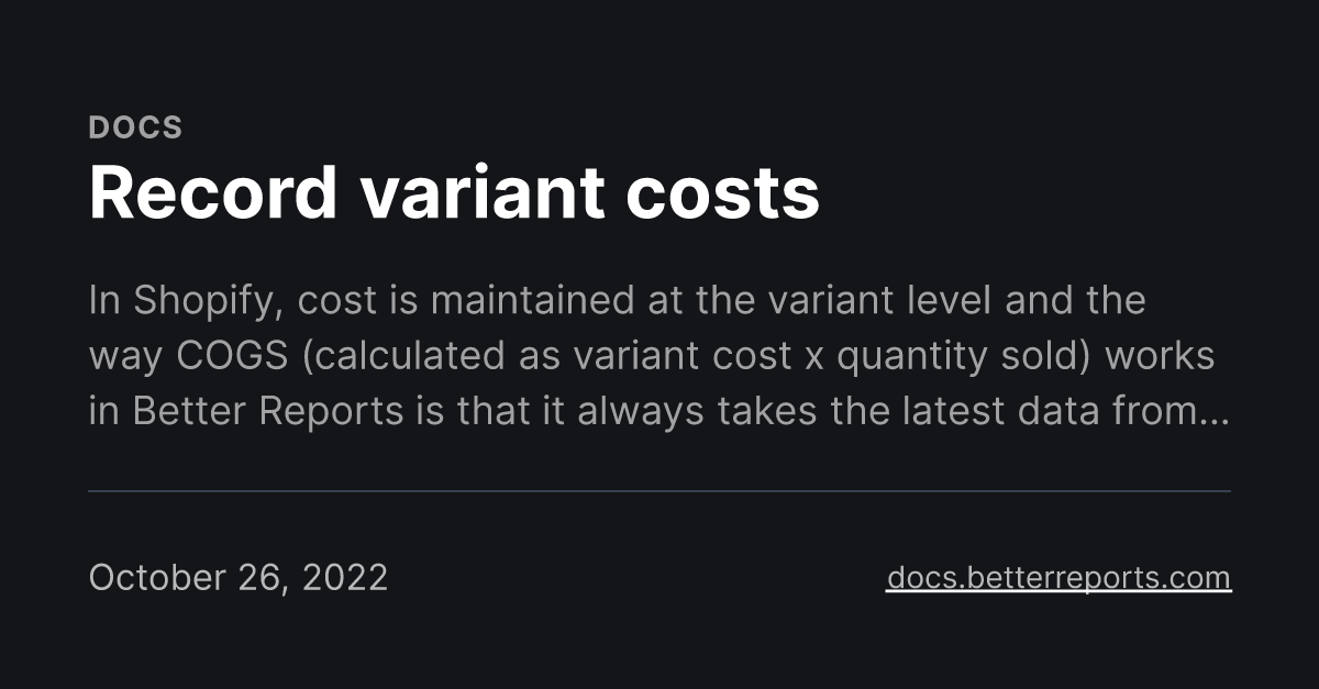 Record variant costs