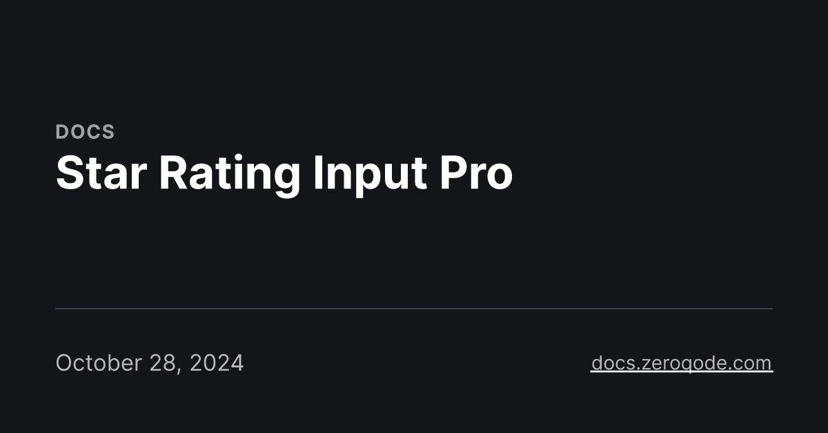 Star Rating Input Pro