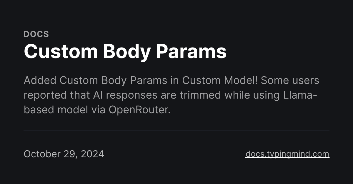Custom Body Params