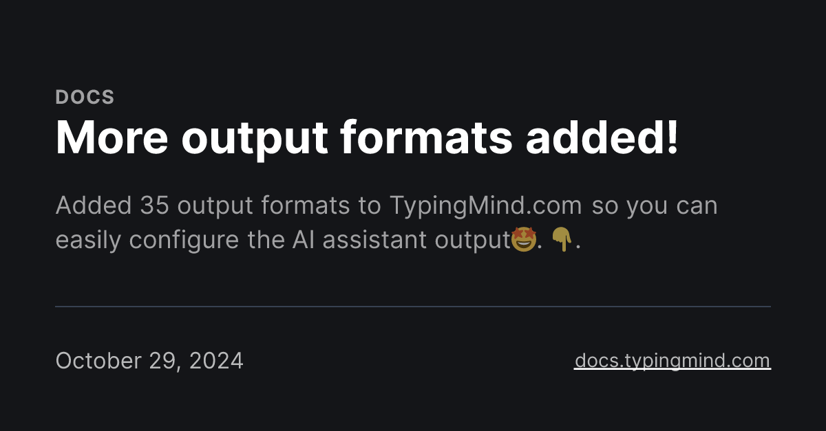 More output formats added!