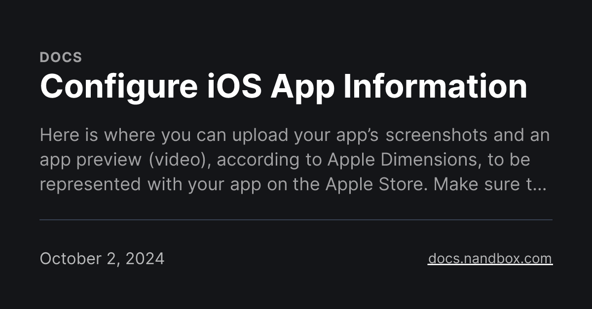 Configure iOS App Information