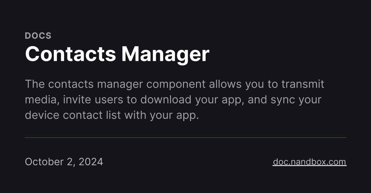 Contacts Manager
