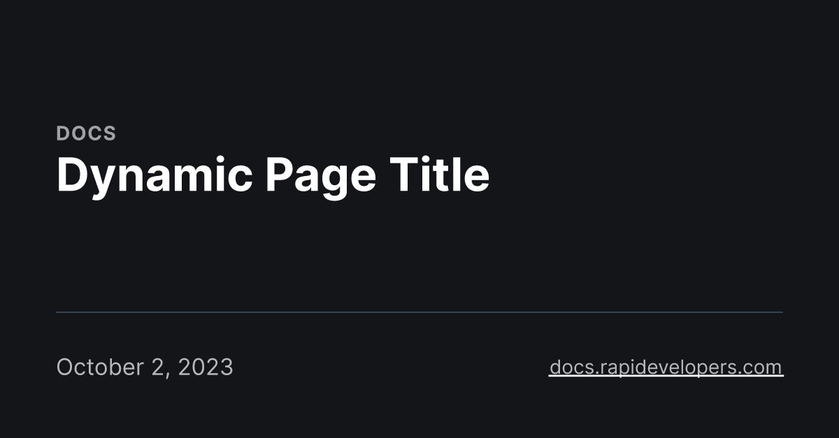 Dynamic Page Title