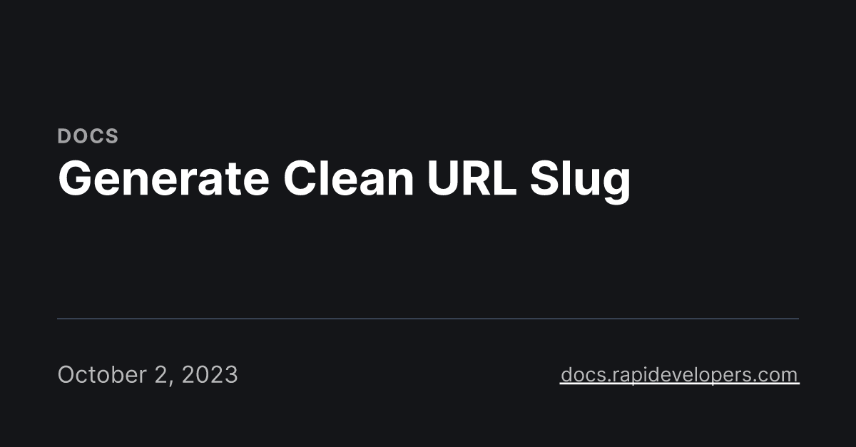 Generate Clean URL Slug