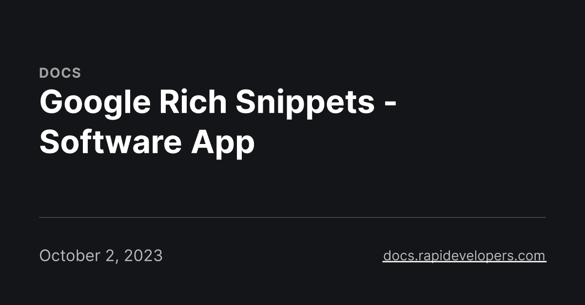Google Rich Snippets - Software App
