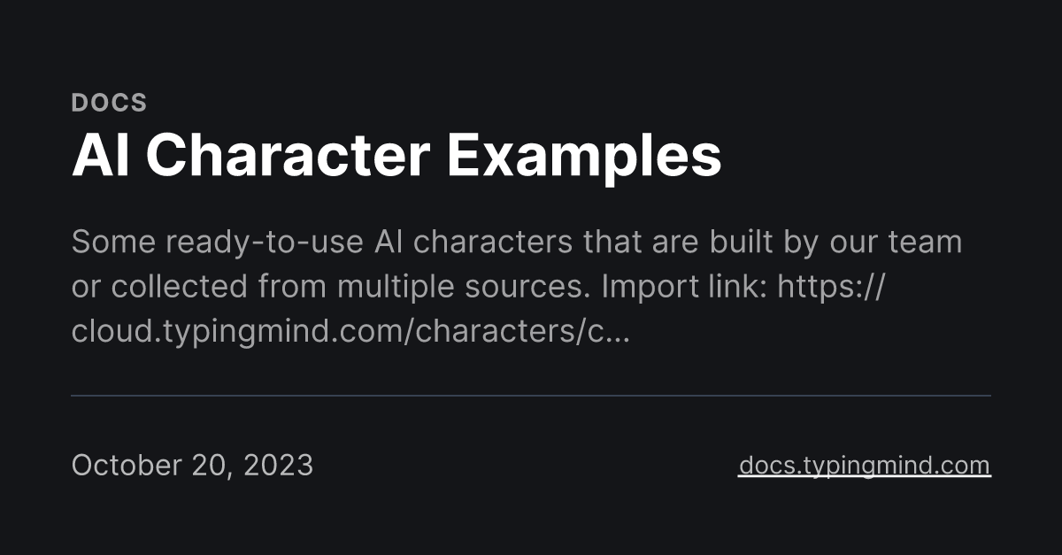 AI Character Examples