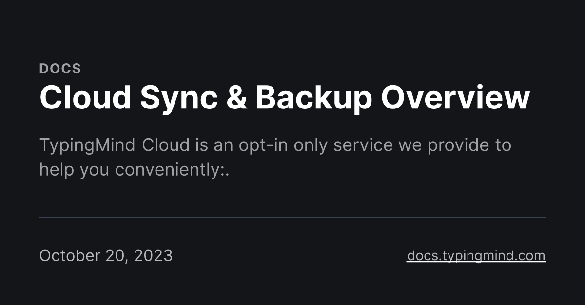 Cloud Sync & Backup Overview