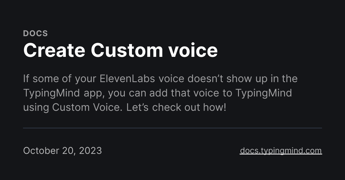 Create Custom voice