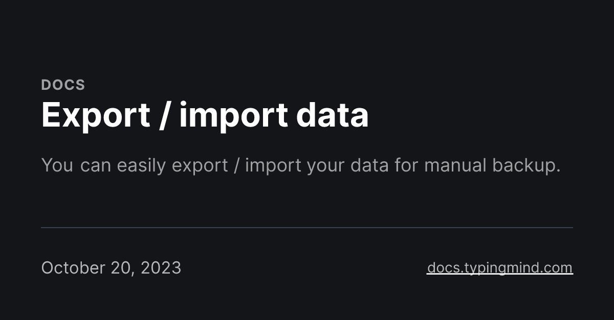 Export / import data