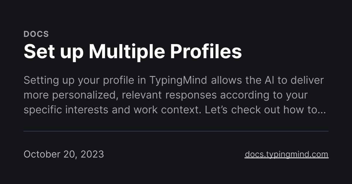 Set up Multiple Profiles