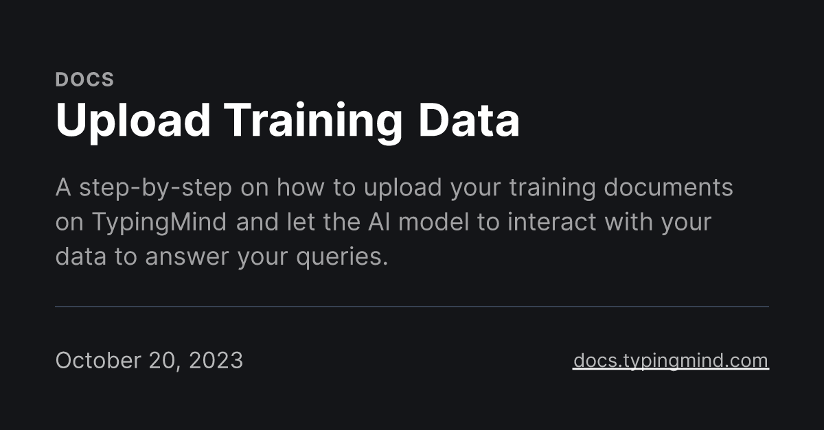 Upload Training Data