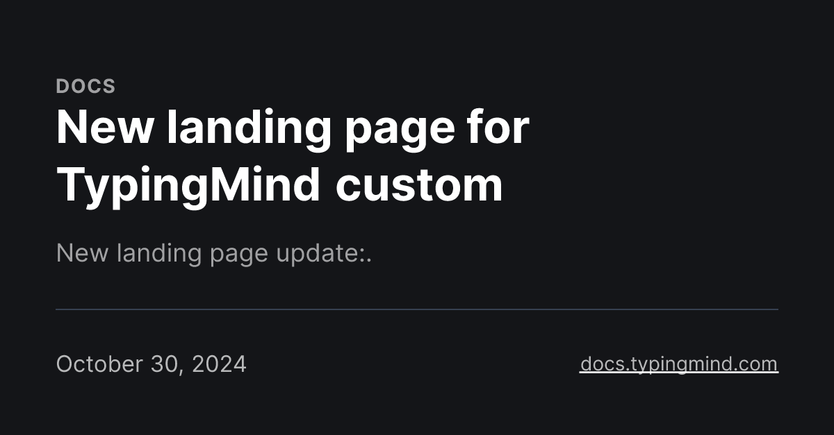 New landing page for TypingMind custom