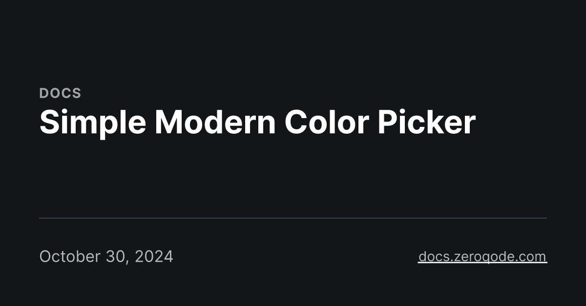 Simple Modern Color Picker