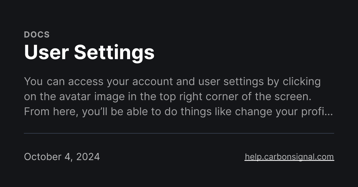 User Settings
