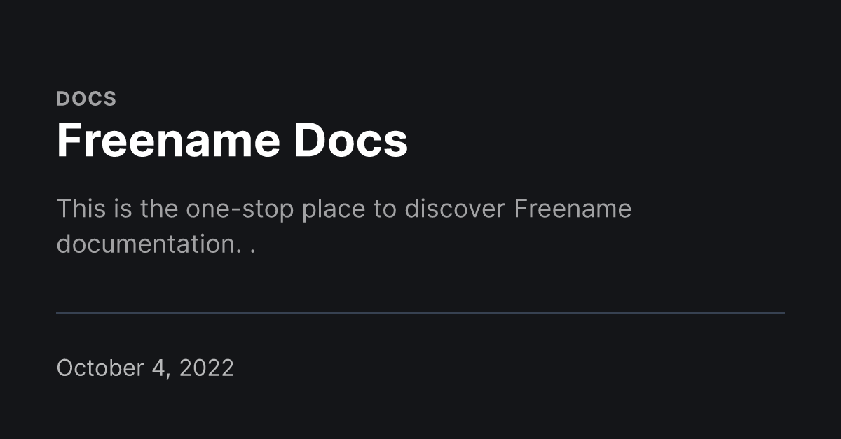 Freename Docs