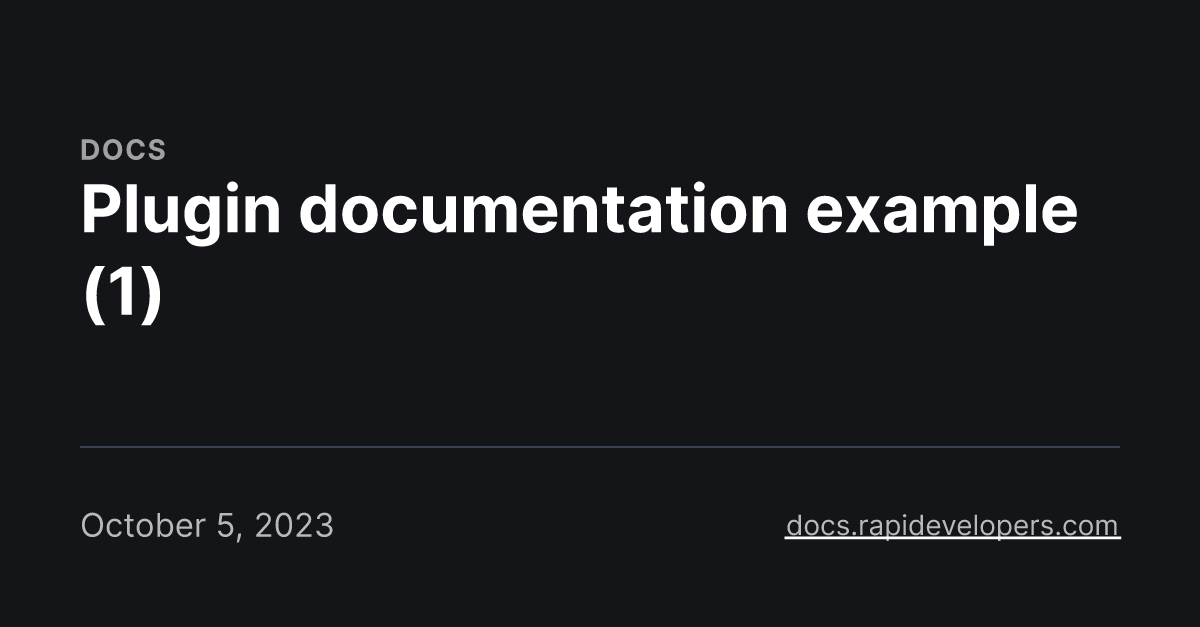 Plugin documentation example (1)