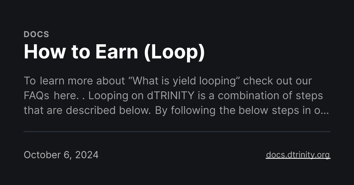 How to Earn (Loop)