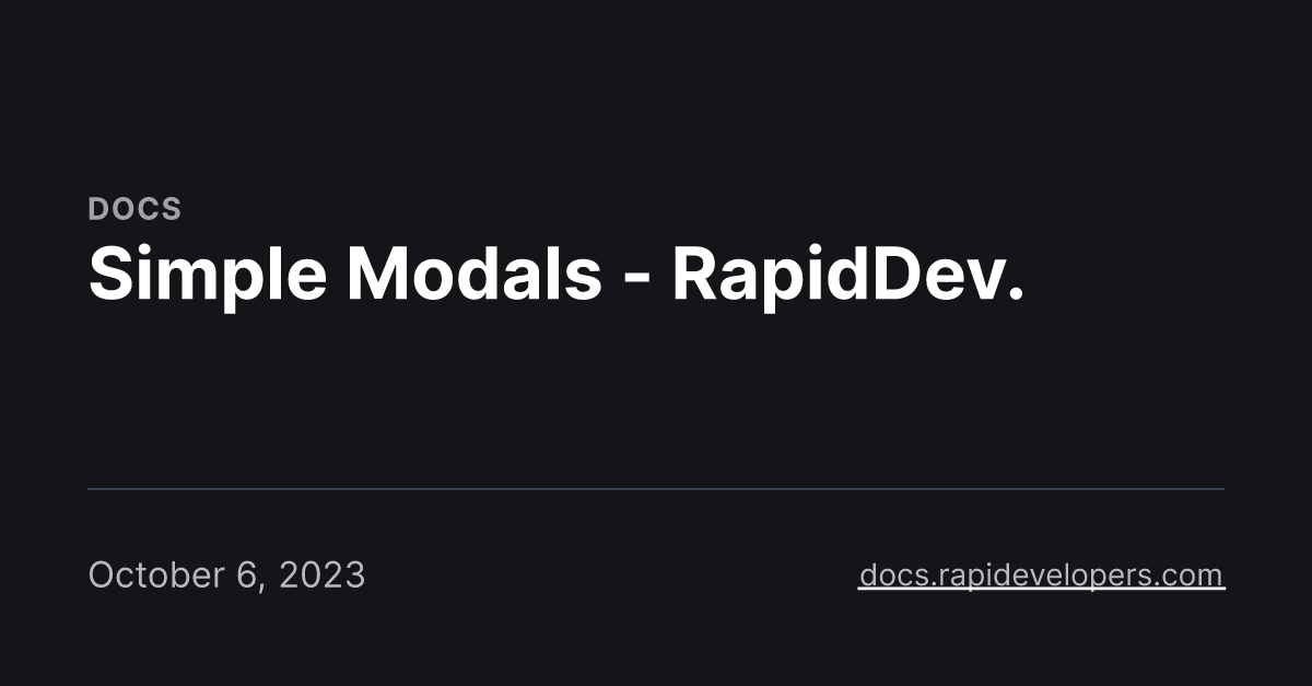 Simple Modals - RapidDev.