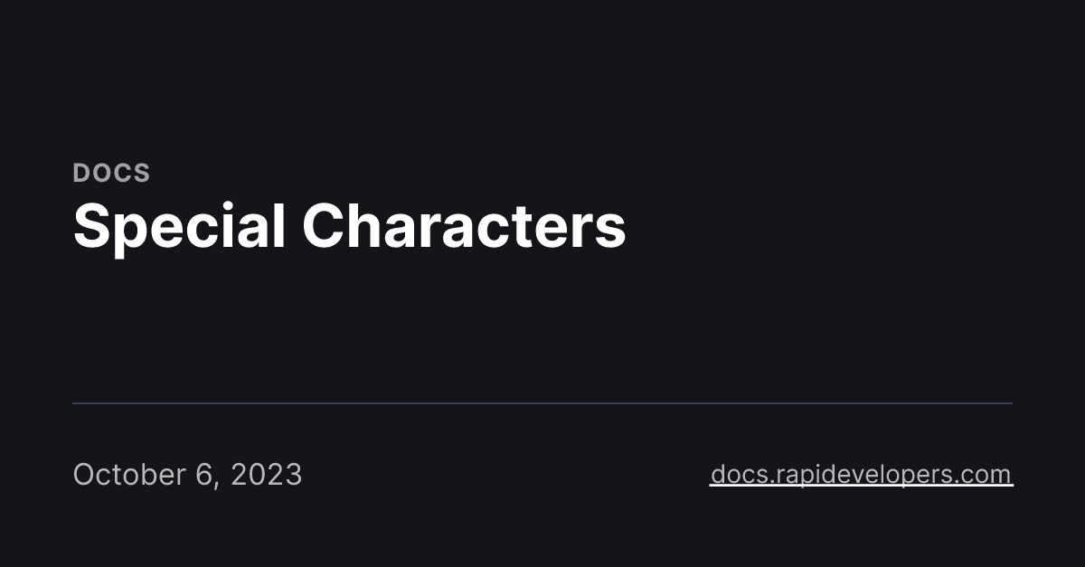 Special Characters
