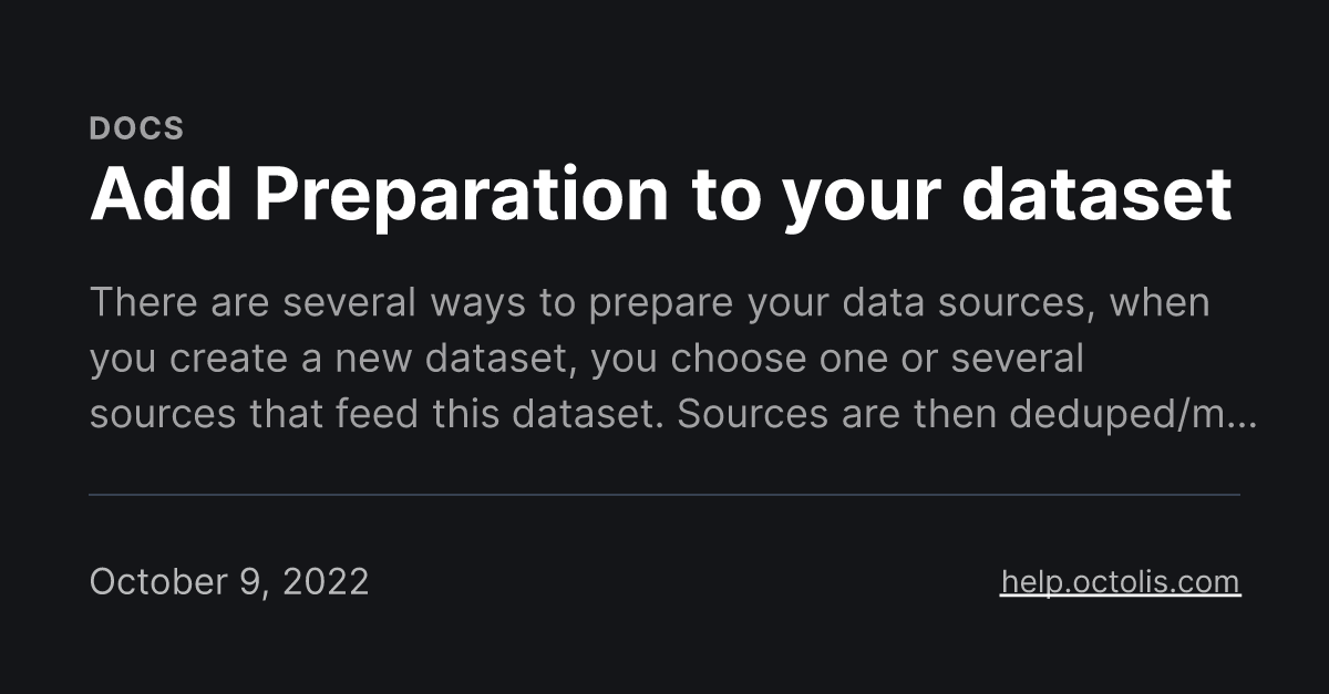 Add Preparation to your dataset