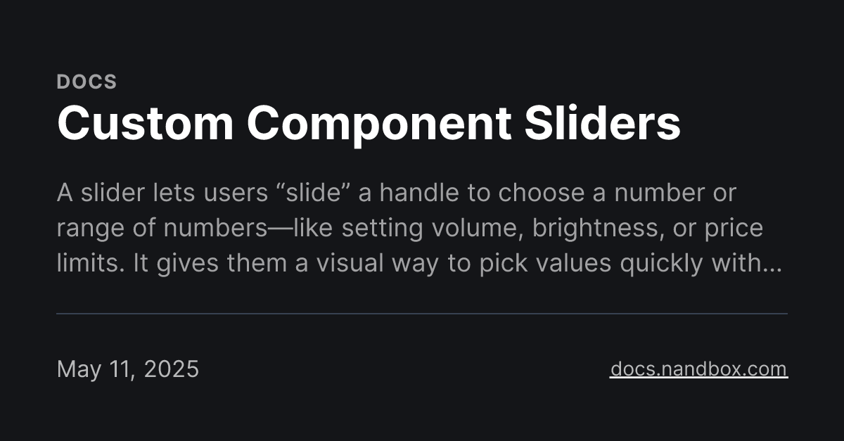 Custom Component Sliders