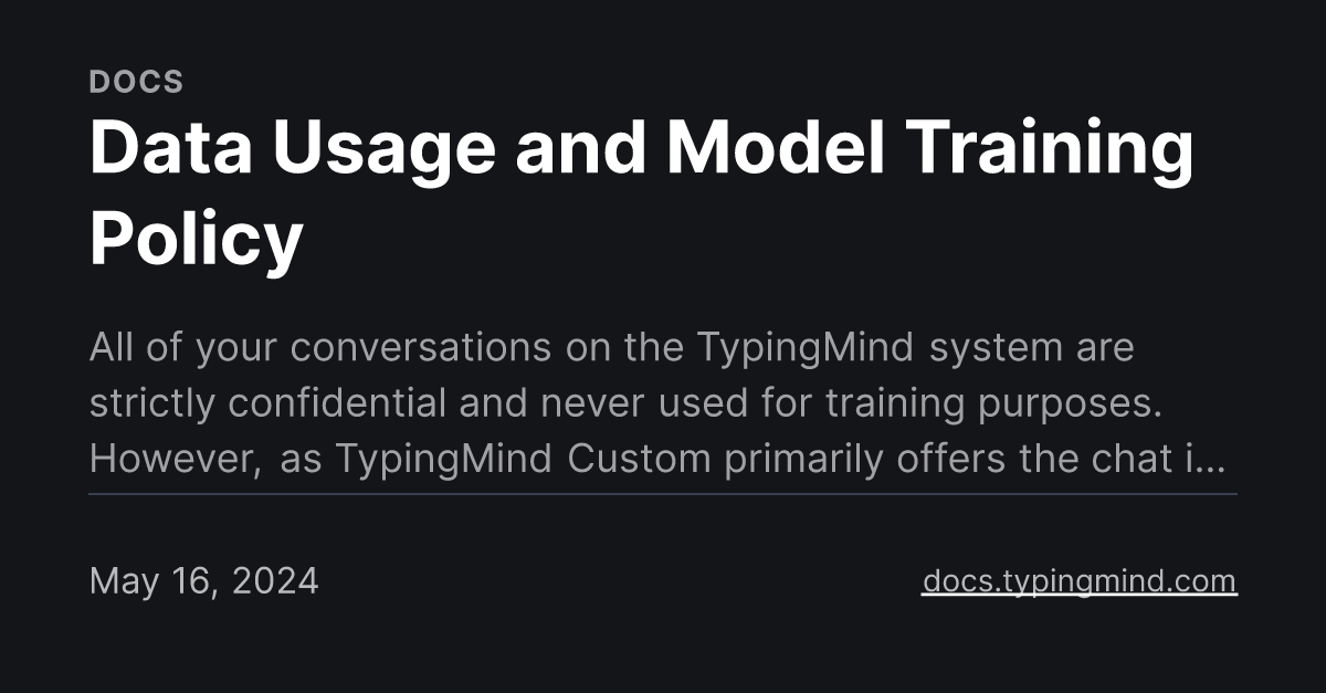 Data Usage and Model Training Policy