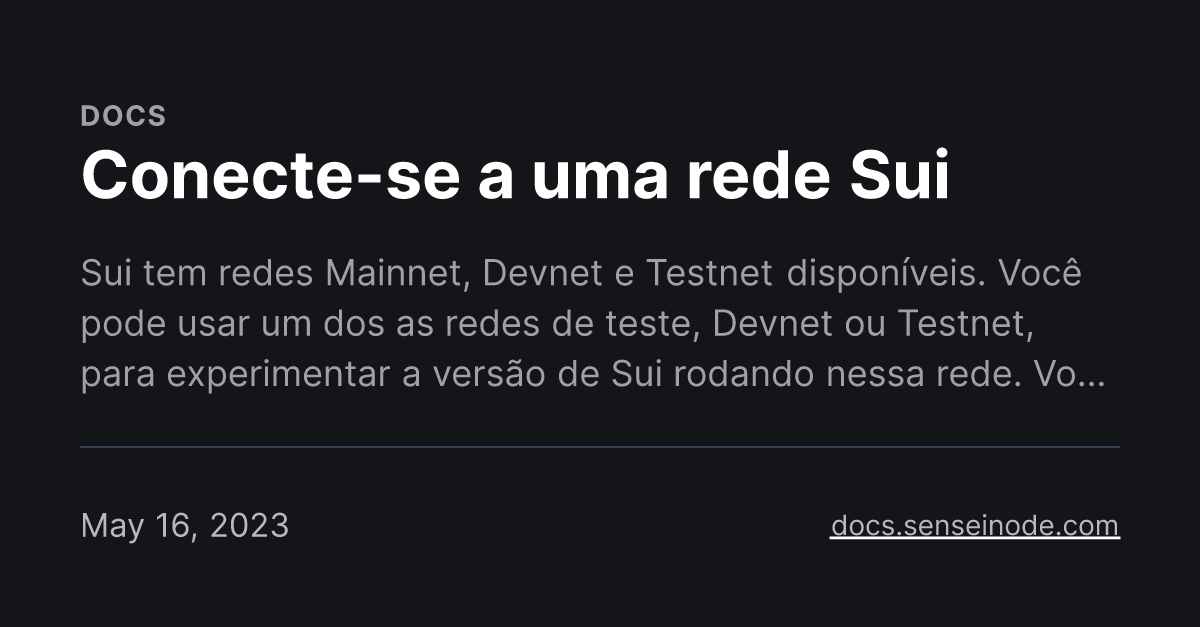 Conecte-se a uma rede Sui