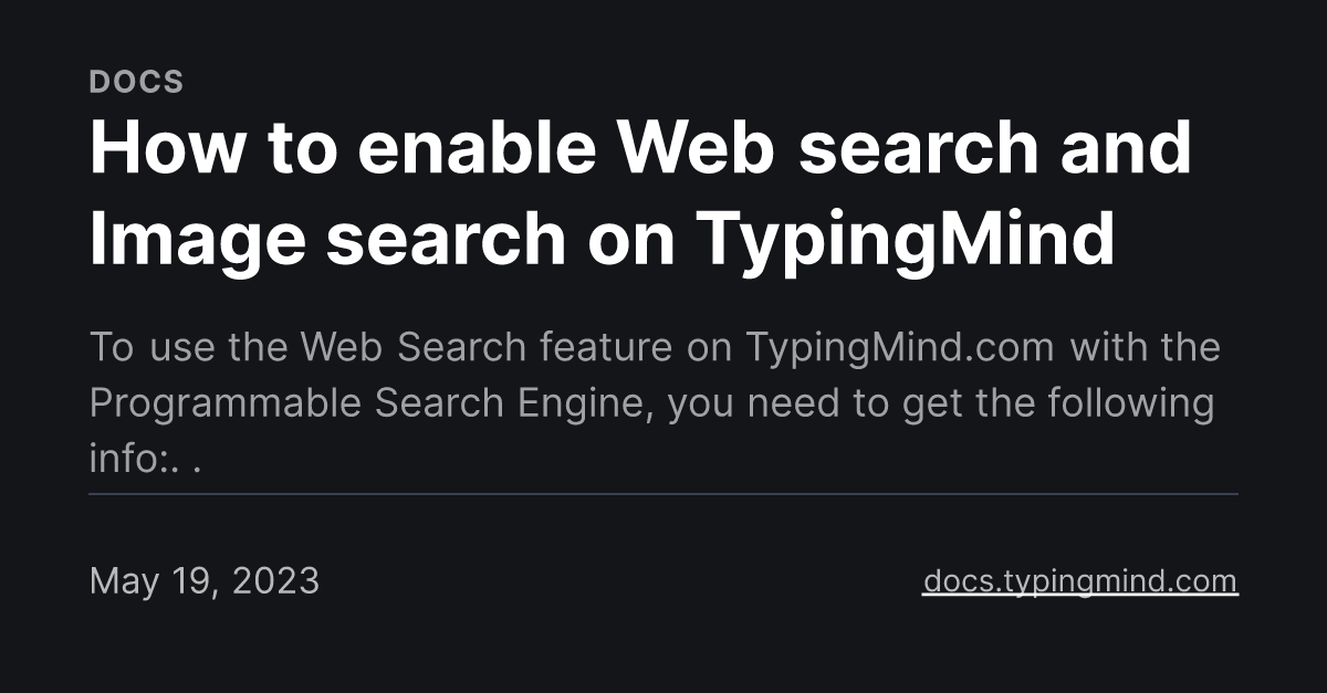 How to enable Web search and Image search on TypingMind