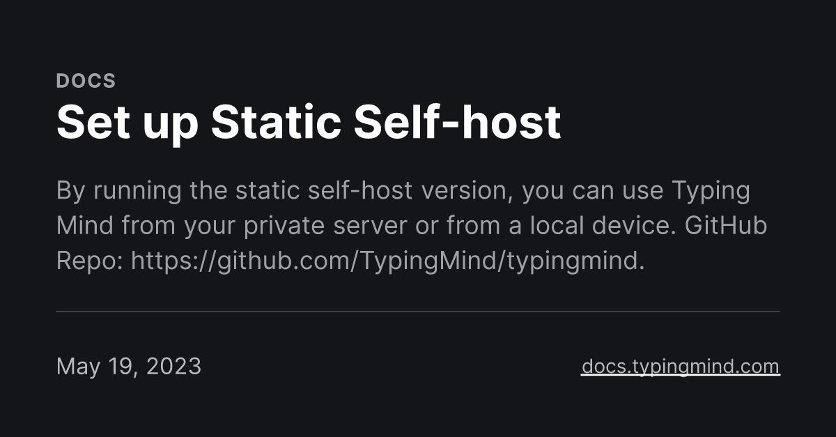 Set up Static Self-host