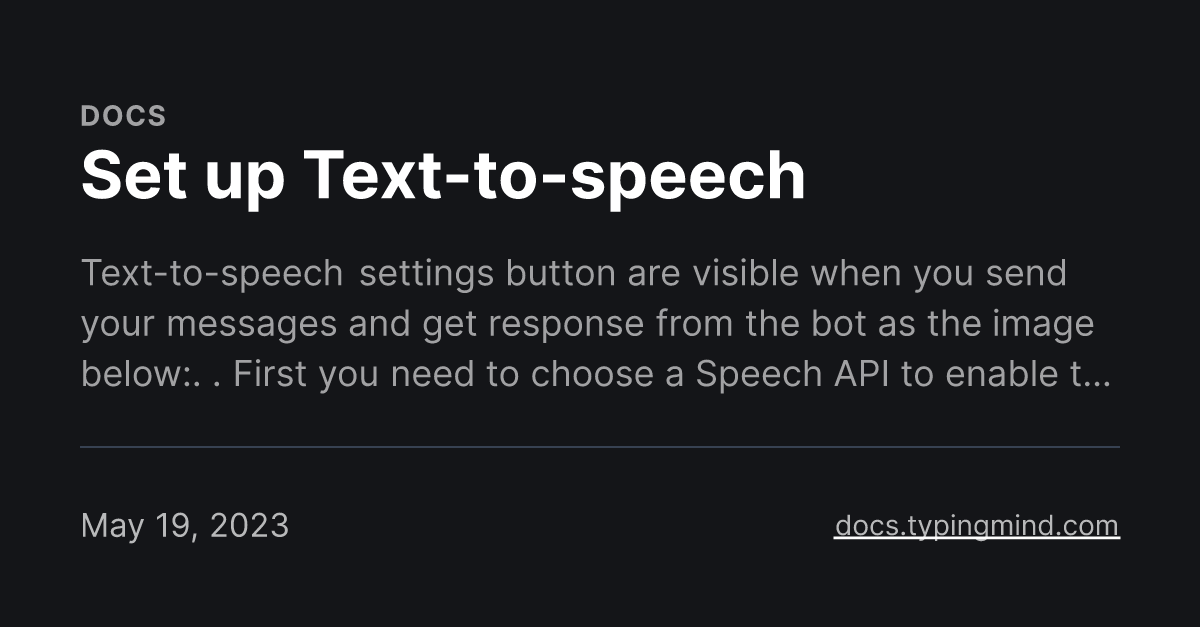 Set up Text-to-speech