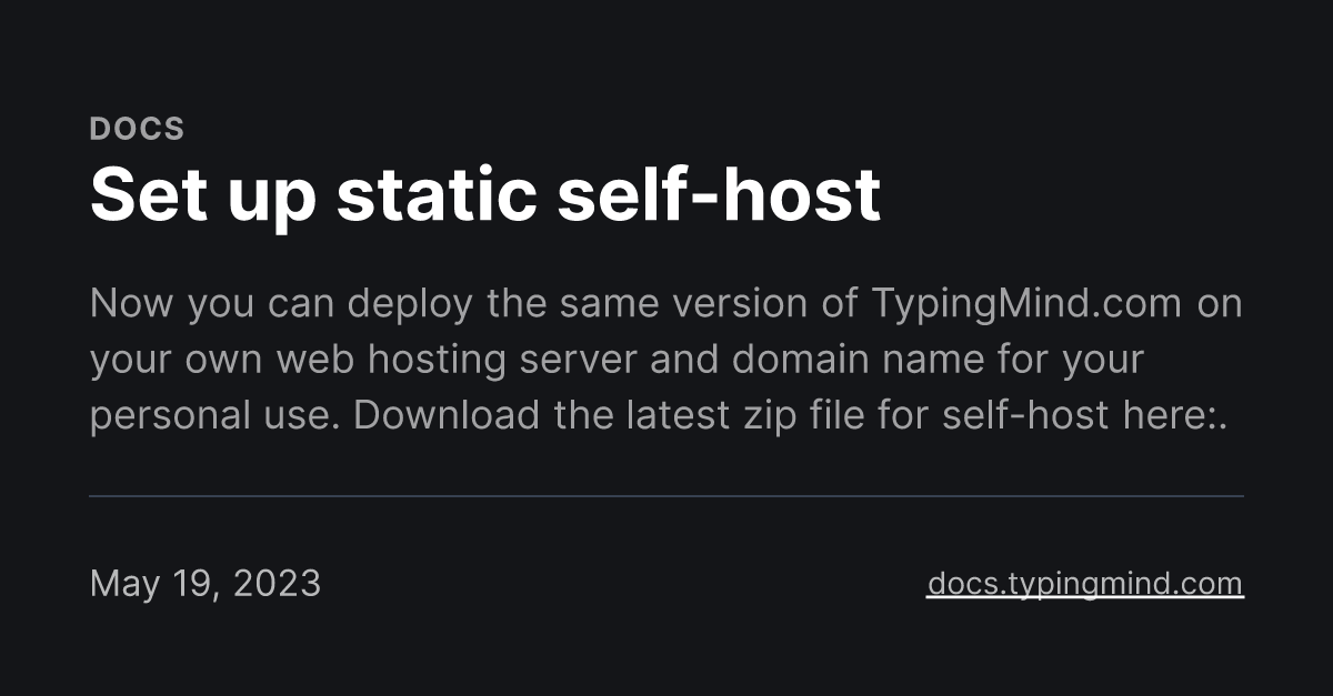 Set up static self-host