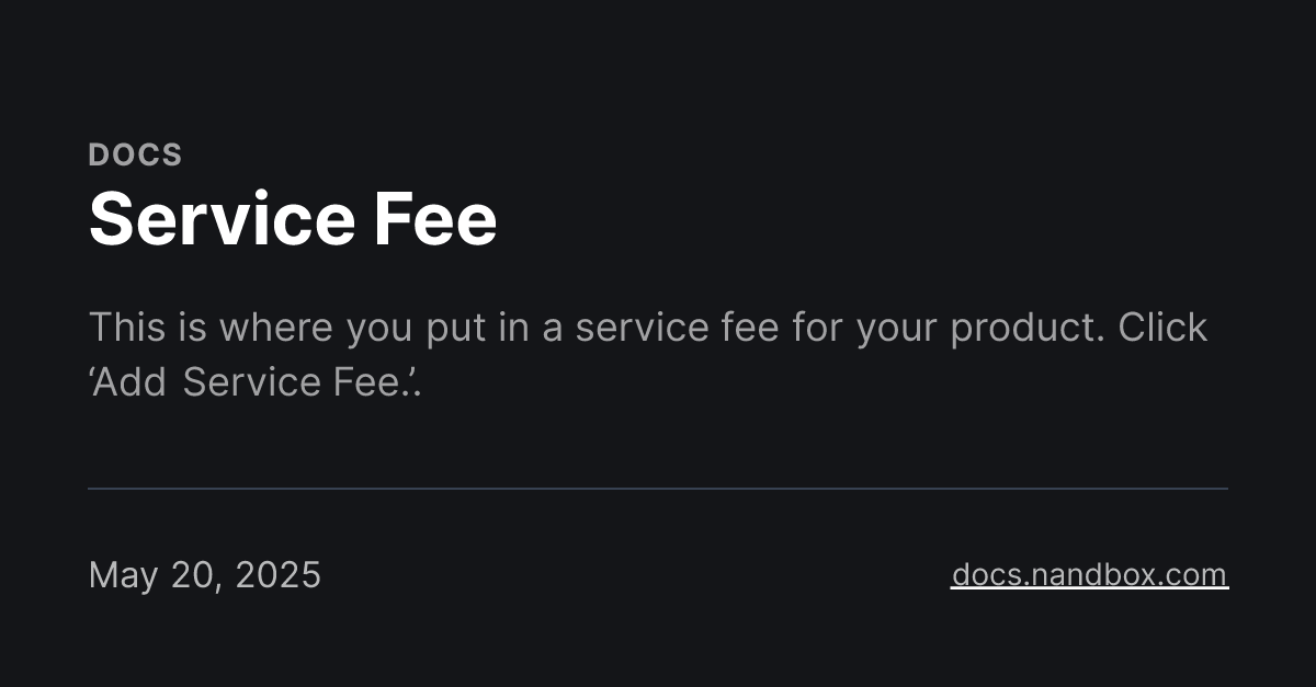 Service Fee