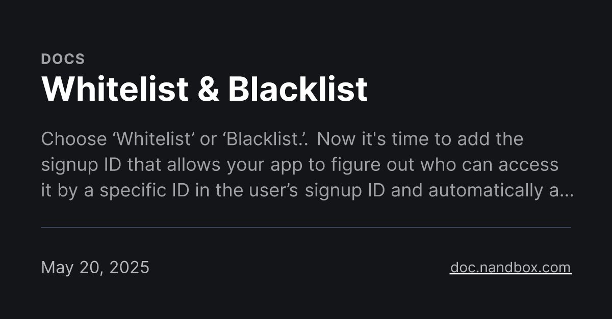 Whitelist & Blacklist