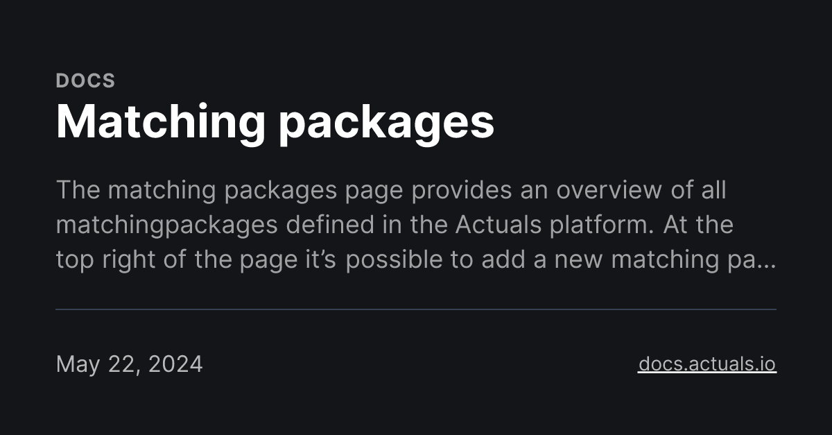 Matching packages
