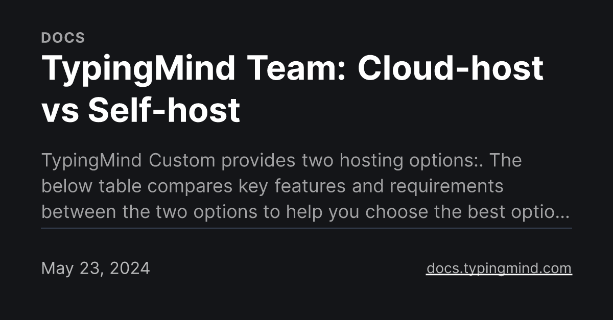 TypingMind Team: Cloud-host vs Self-host