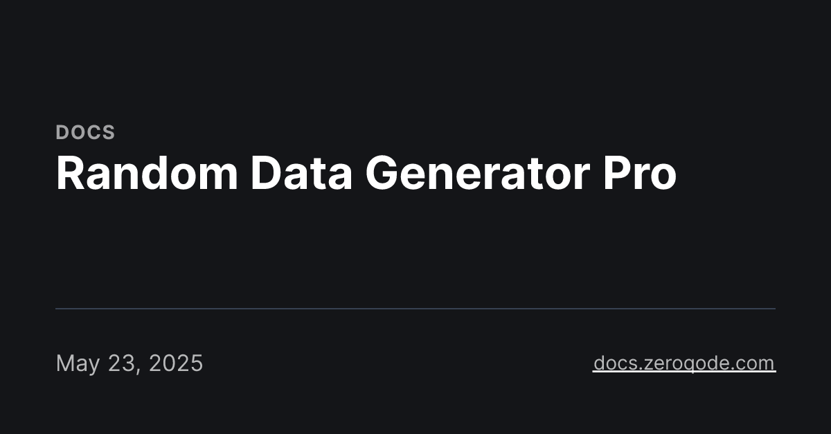 Random Data Generator Pro
