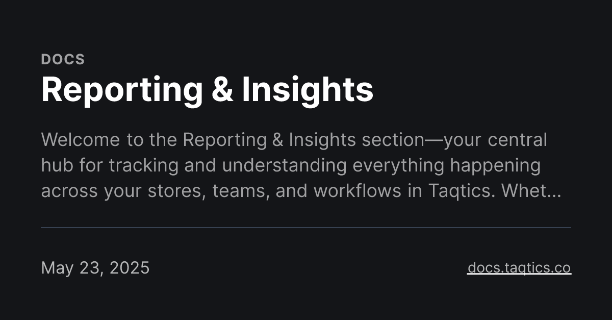 Reporting & Insights