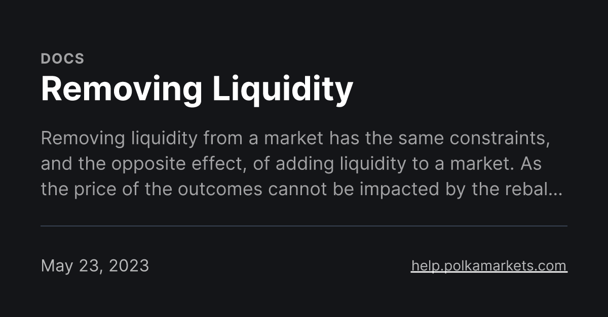 Removing Liquidity