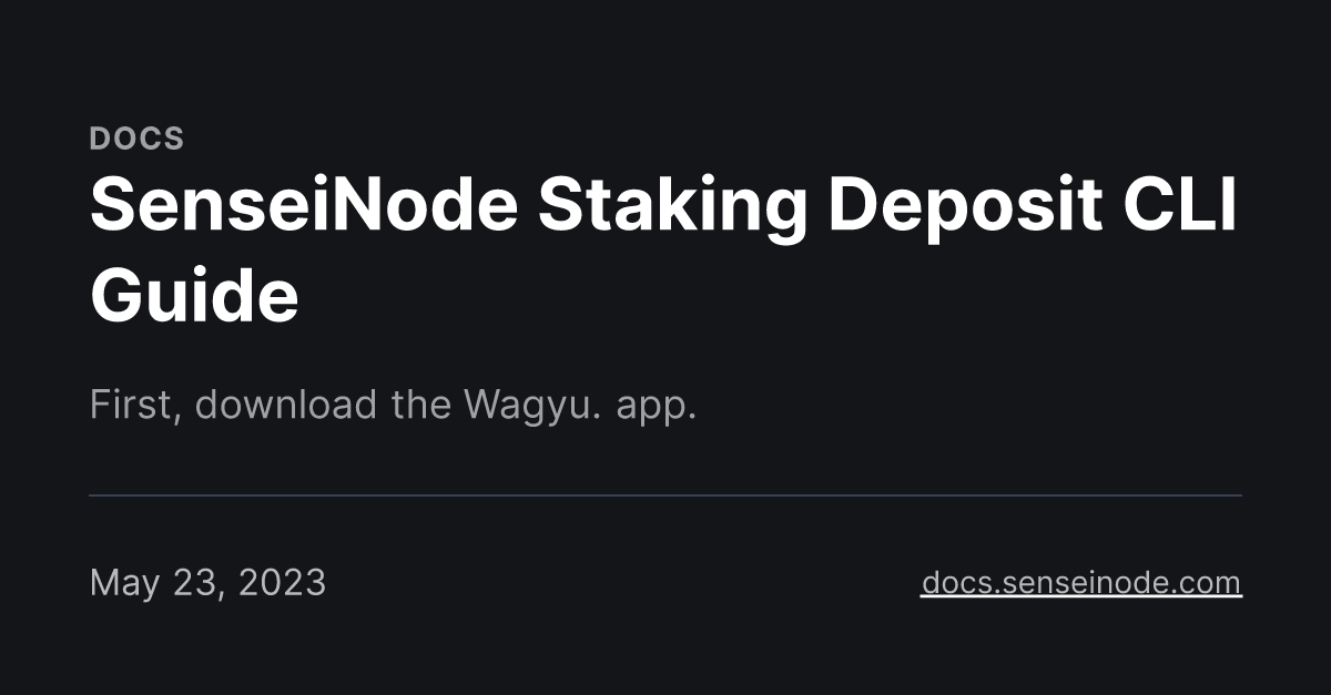 SenseiNode Staking Deposit CLI Guide