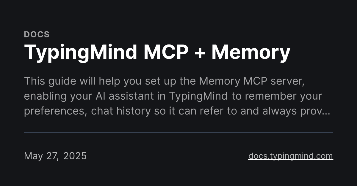 TypingMind MCP + Memory