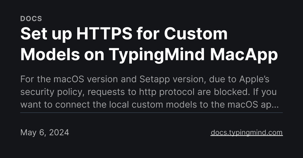 Set up HTTPS for Custom Models on TypingMind MacApp