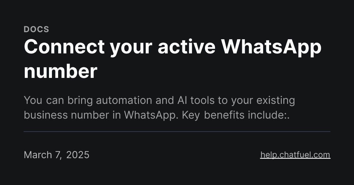 Connect your active WhatsApp number