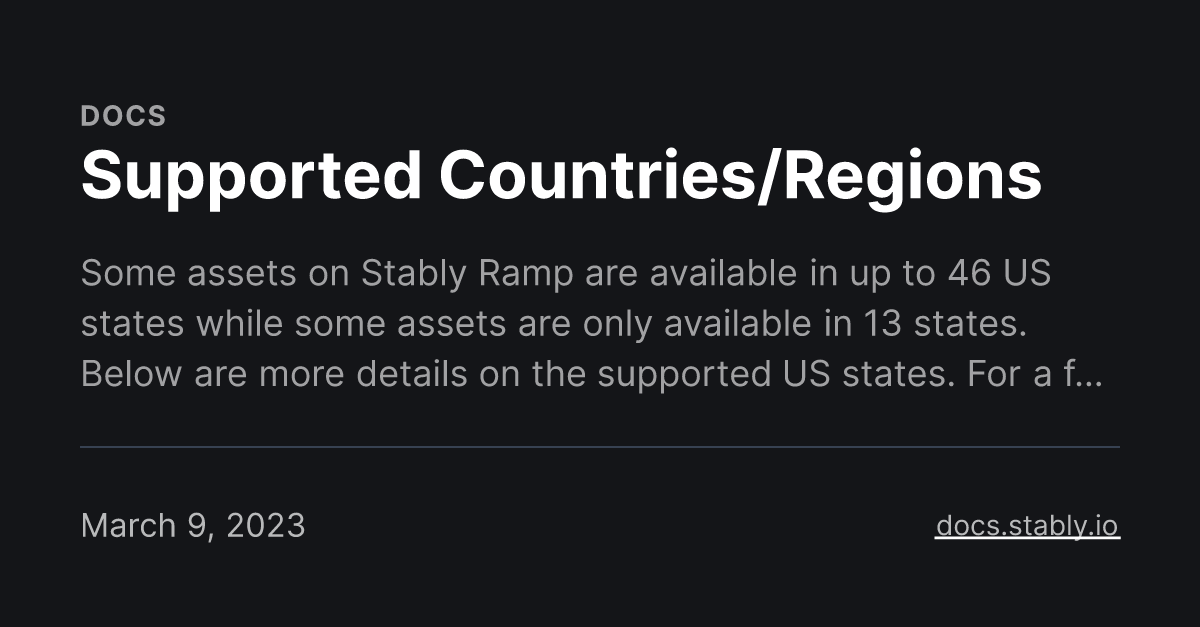Supported Countries/Regions